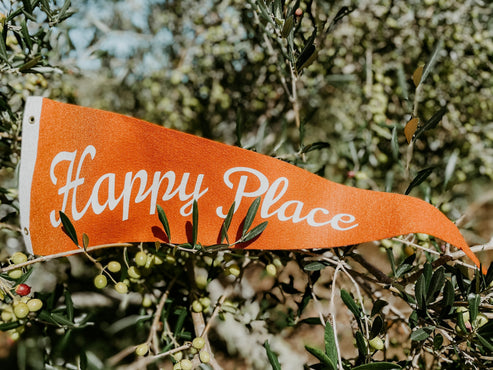 Happy Place Pennant | Felt Pennant Flag Banner | Vintage Style Wall De ...